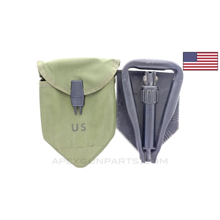 US Vietnam Era E-Tool w/ Early Canvas / Nylon Cover *Good*