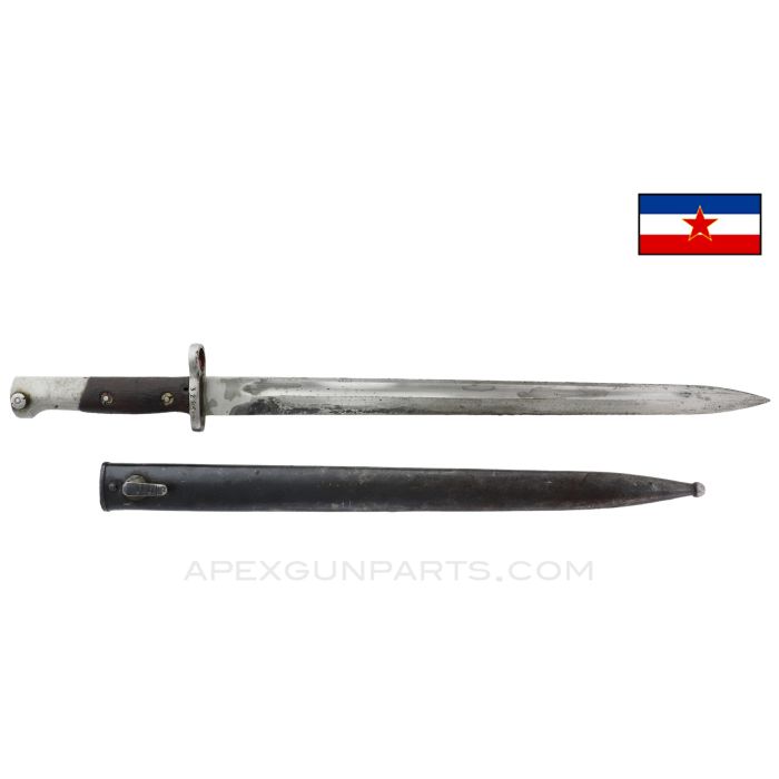 Yugoslavian M1924 Mauser Bayonet and Scabbard, Unmarked, In the White ...