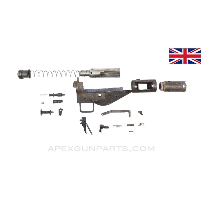 British manufactured STEN MK2 SMG parts set, torch cut demilled, torch ...