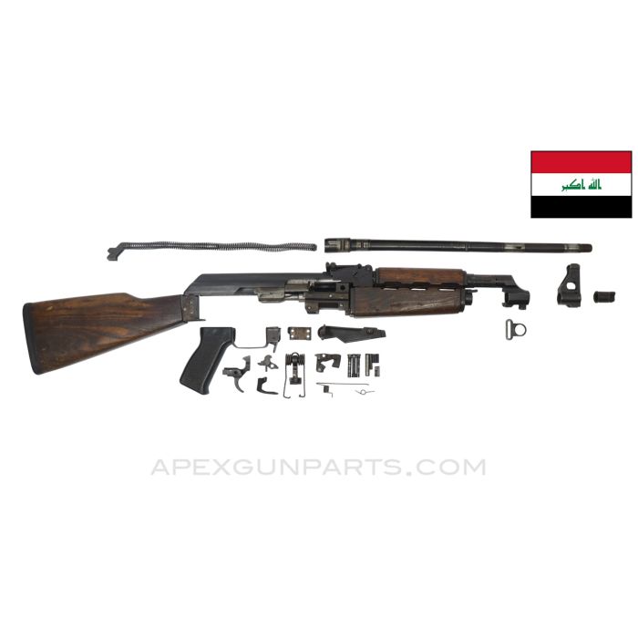 Iraqi Tabuk AK Fixed wood Stock Parts Kit, With factory 16.25 inch bent ...