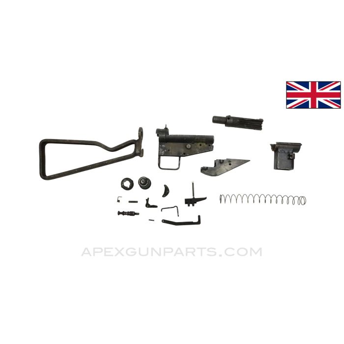 British STEN Mk III SMG Parts Kit, w/ Skeleton Stock, 9mm Luger