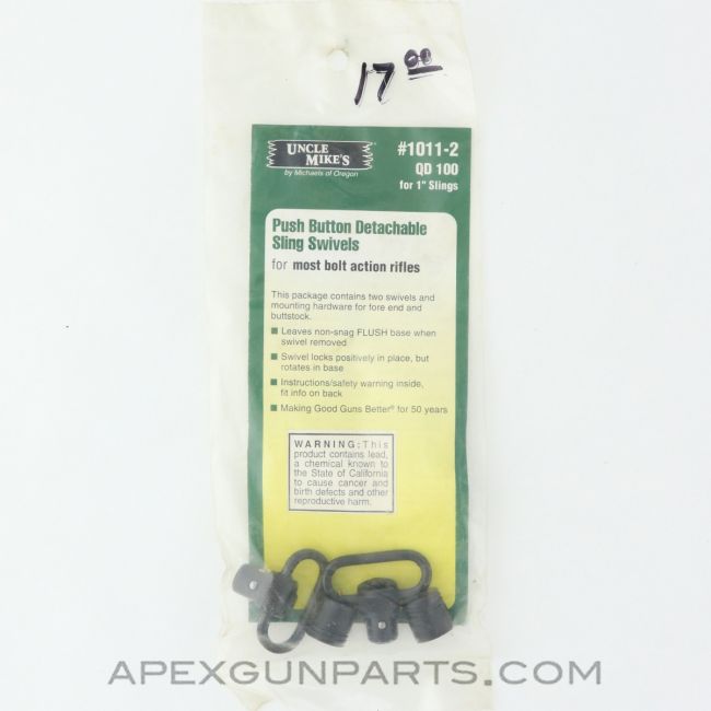 Uncle Mike's Push Button Detachable Sling Swivels, For 1" Slings, Bolt ...