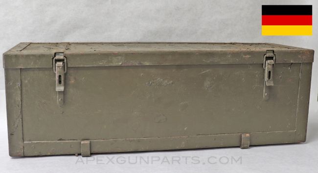 German automatic weapon spare parts transit crate, Wood with Inserts,