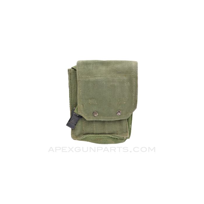 SMG Magazine Pouch, Holds 5, OD Green Canvas with shoulder strap