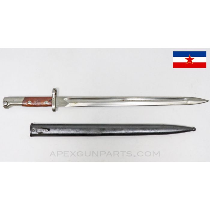 Yugoslavian M1924 Mauser Bayonet and Scabbard, BT3 Marked, In the White ...