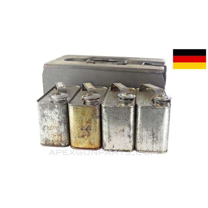 German WWII Machine Gun Service Box, w/ Oiler Set, Green Painted *Good*