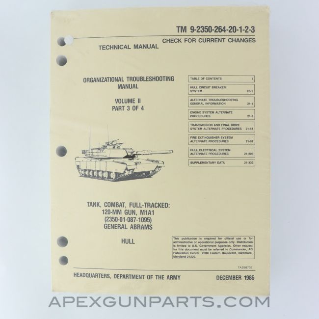 M1A1 Abrams Tank Hull Organizational Troubleshooting Manual, Paperback ...