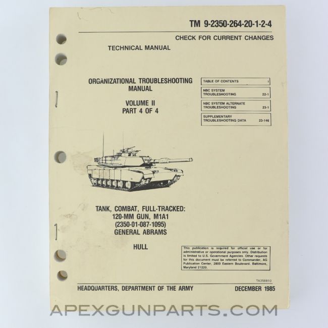 M1A1 Abrams Tank Hull Organizational Troubleshooting Manual, Paperback ...