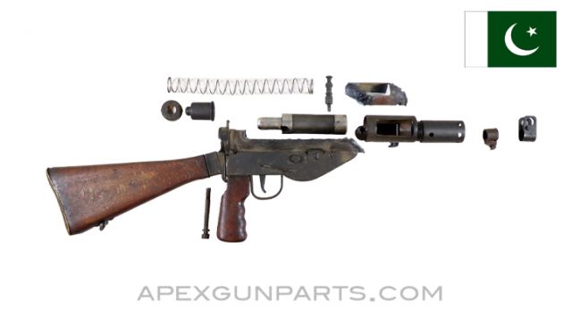 STEN Mk 5 SMG Parts Set w/Wood Stock & Grip, 9mm Luger, Pakistan